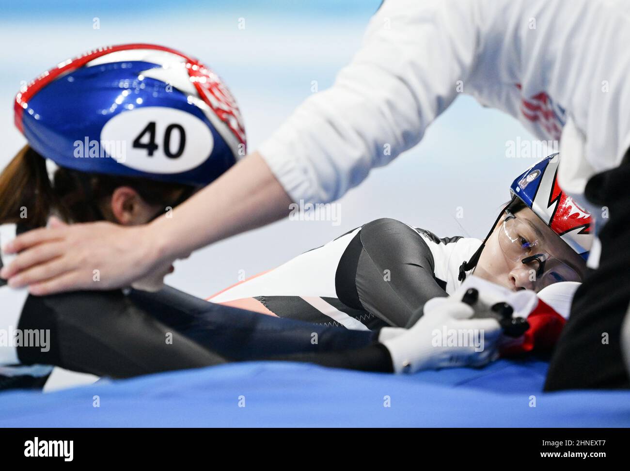 Beijing, China. 16th Feb, 2022. Choi Minjeong (L) and Lee Yubin of ...