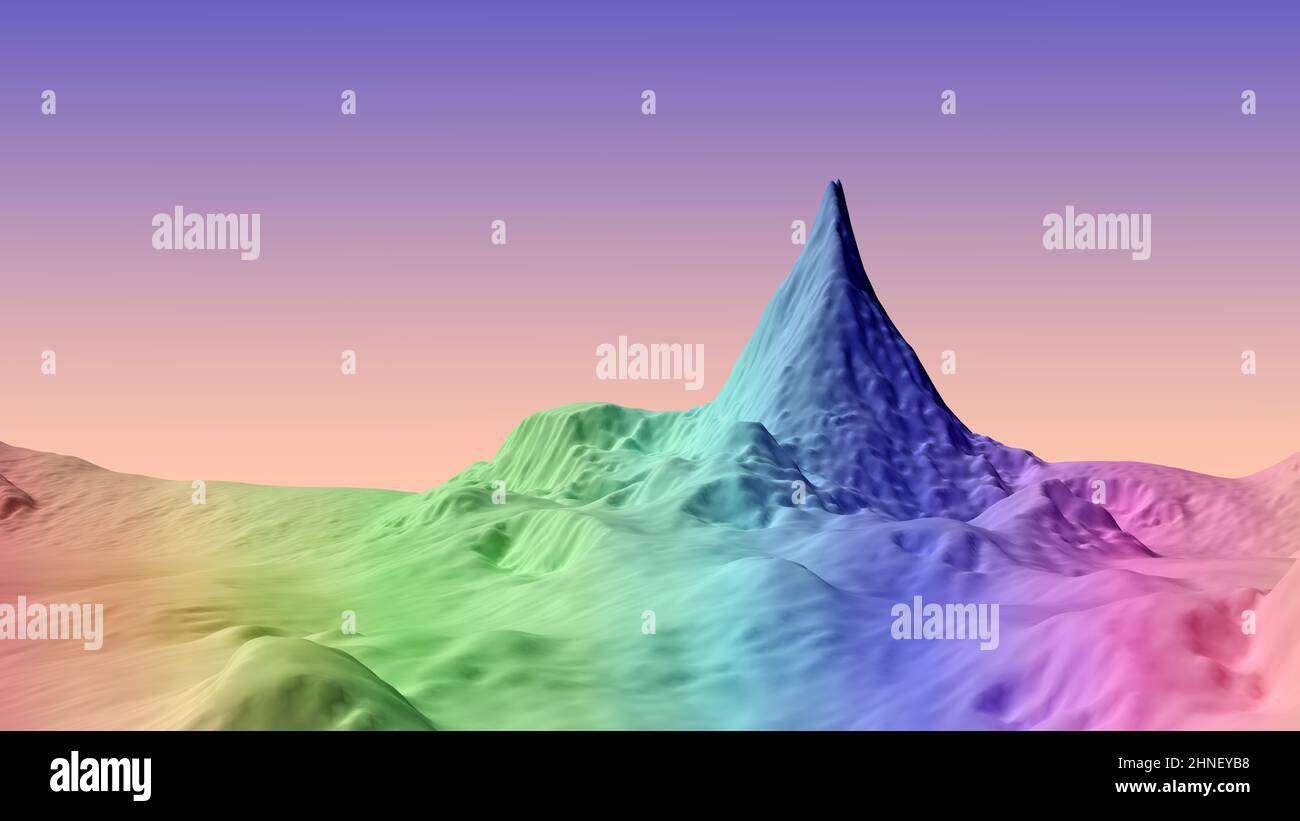 multicolored sharp mountain background with clear sky 3d rendering ...