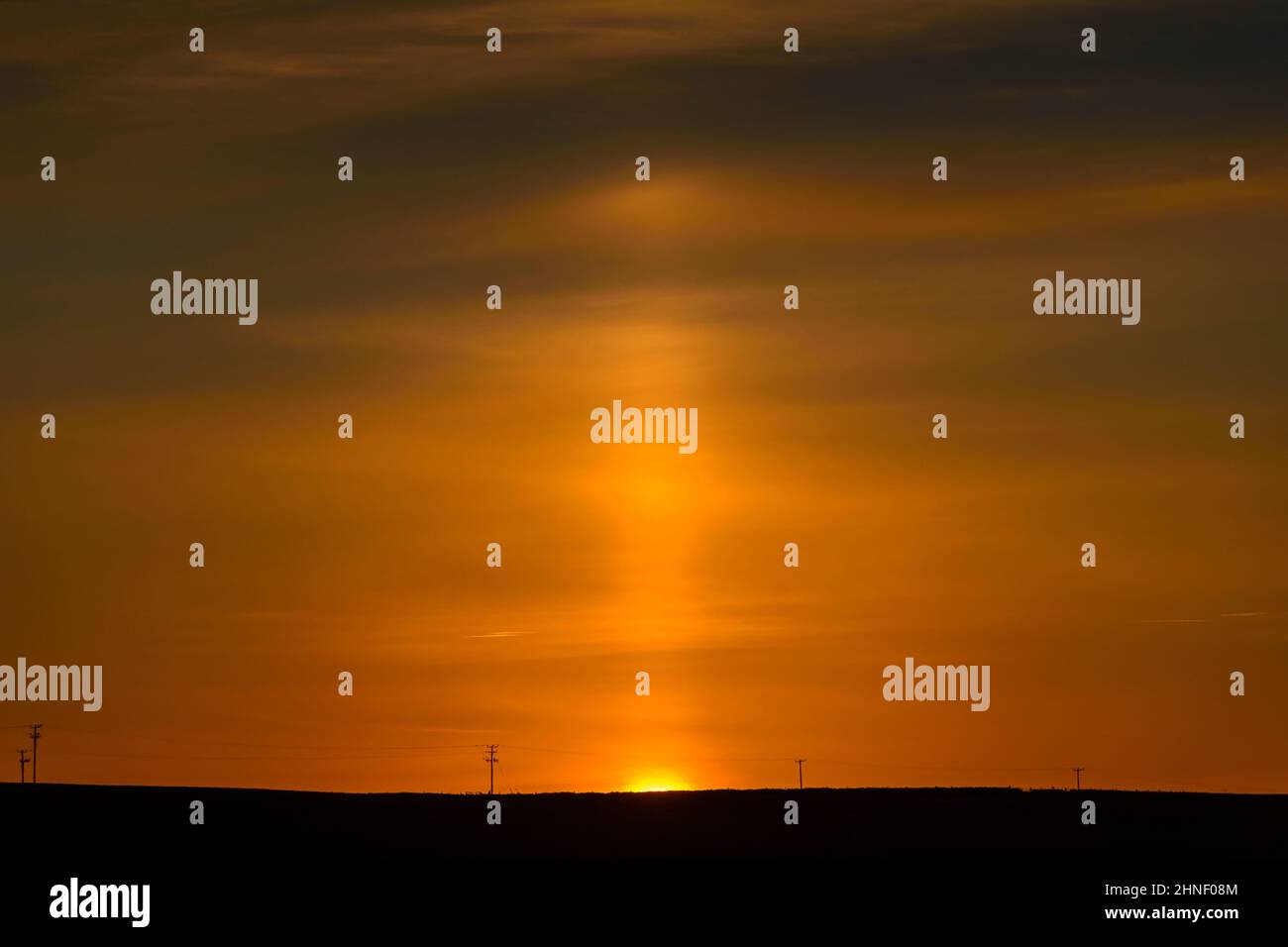 Sun pillar, also called a solar pillar, from the beach near the village ...