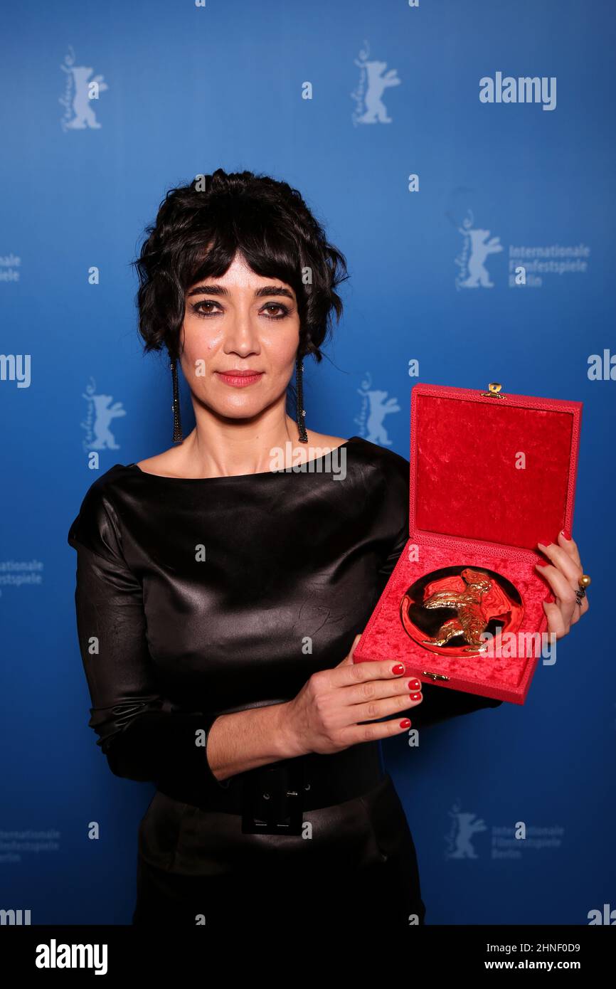 Berlin, Germany. 16th Feb, 2022. Iranian filmmaker Mitra Farahani poses ...