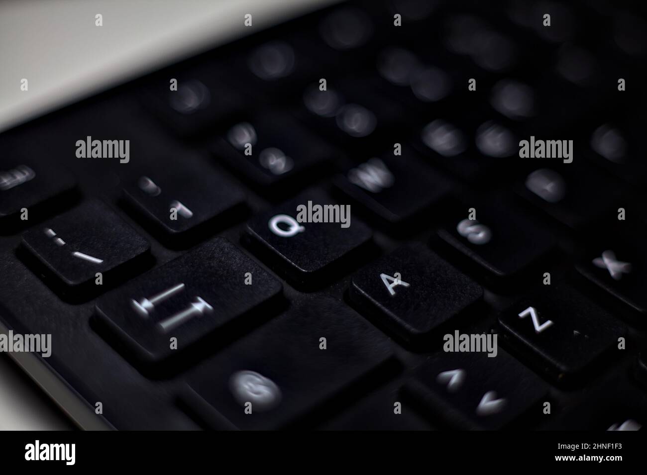 Computer keyboard on a desk seen up close Stock Photo - Alamy