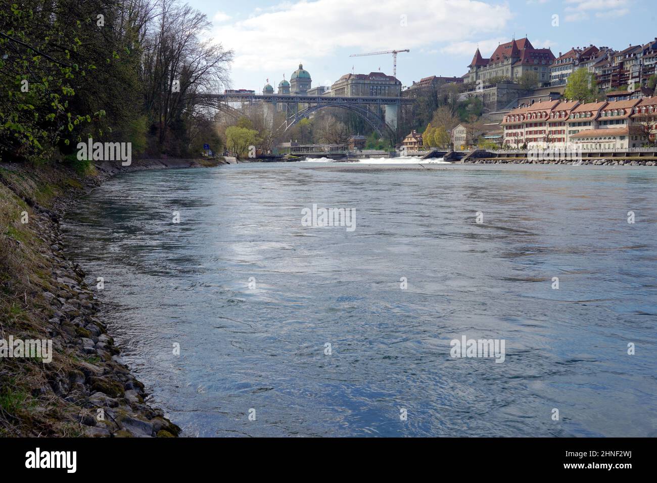 River Aare in Bern with city skyline on the background Stock Photo - Alamy