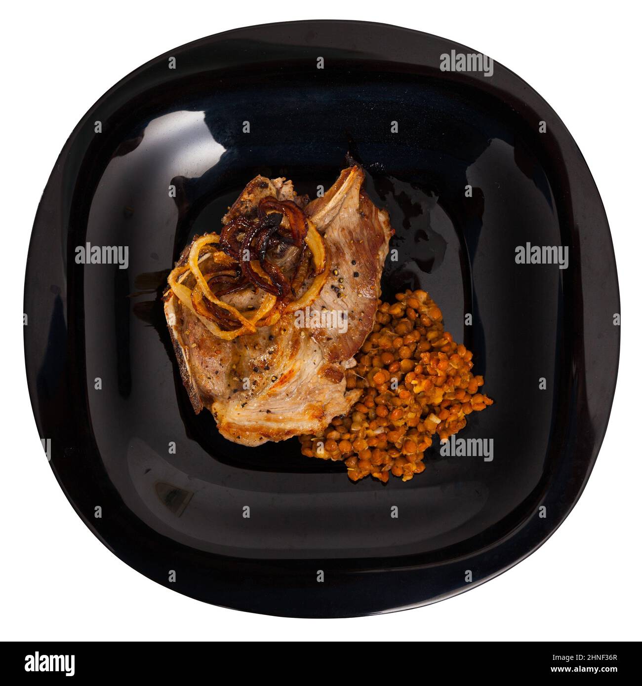 Top view of grilled pork chop Stock Photo - Alamy