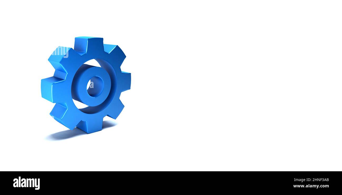 3D Gear blue color banner style with copy space illustration render ...