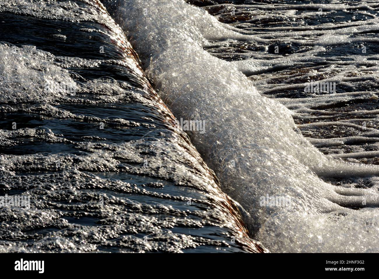 Water flowing over weir Stock Photo - Alamy