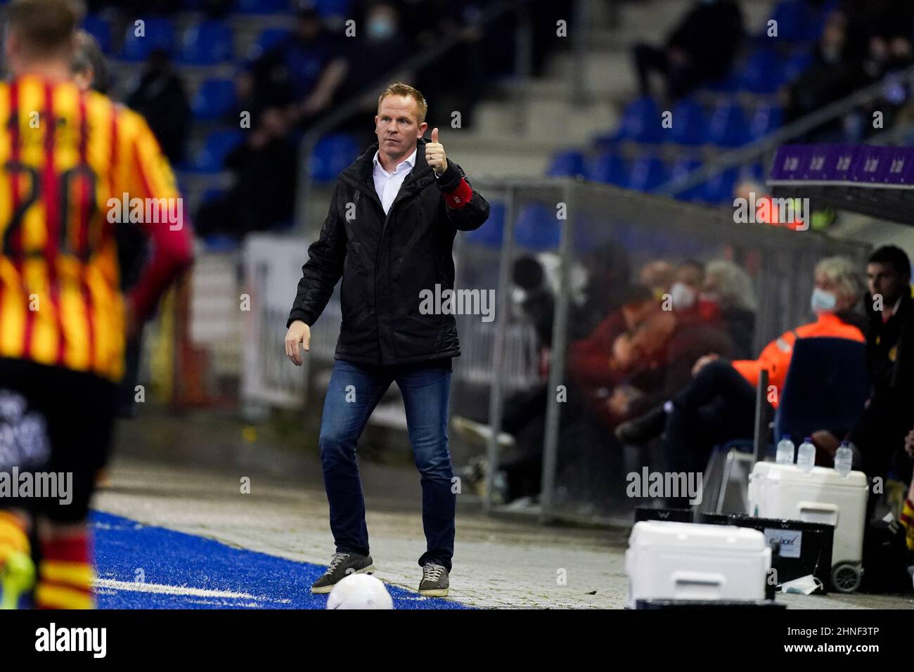 GENK, BELGIUM - FEBRUARY 16: coach Wouter Vrancken of KV Mechelen ...