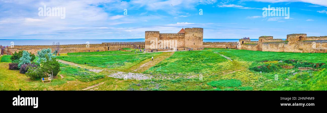 Top view on the medieval Citadel and its green courtyard of the ...