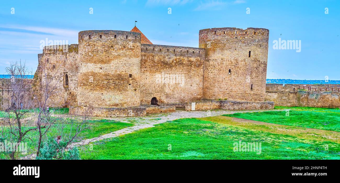 Panorama of the ruins of the medieval Akkerman Fortress, its court ...