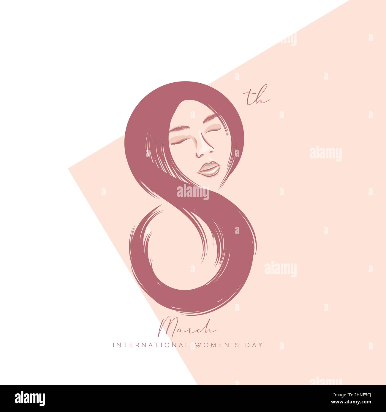 Happy woman day illustration Eight number girl head avatar symbol ...