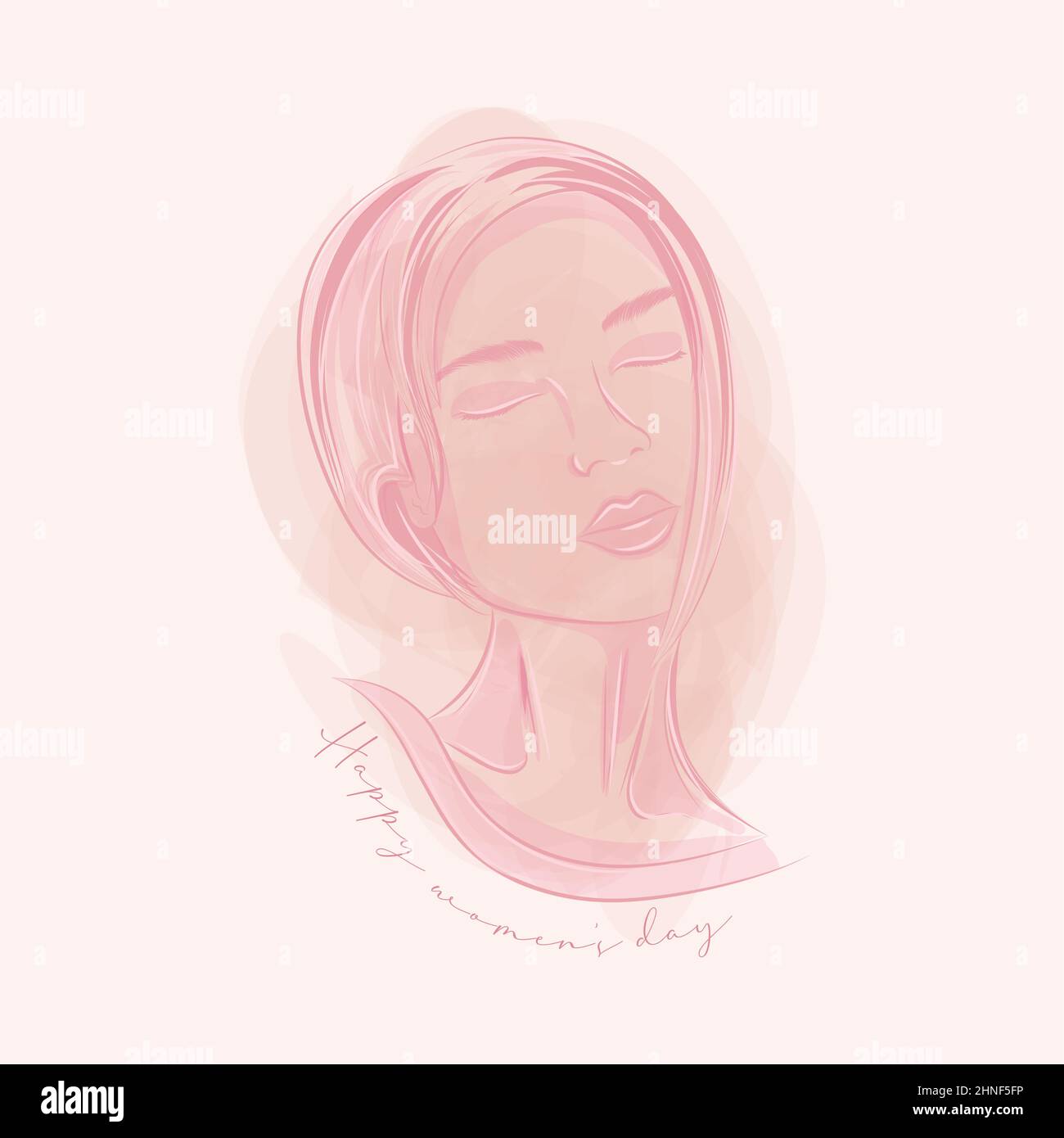 Happy woman day poster watercolor sketch of girl Vector Stock Vector ...