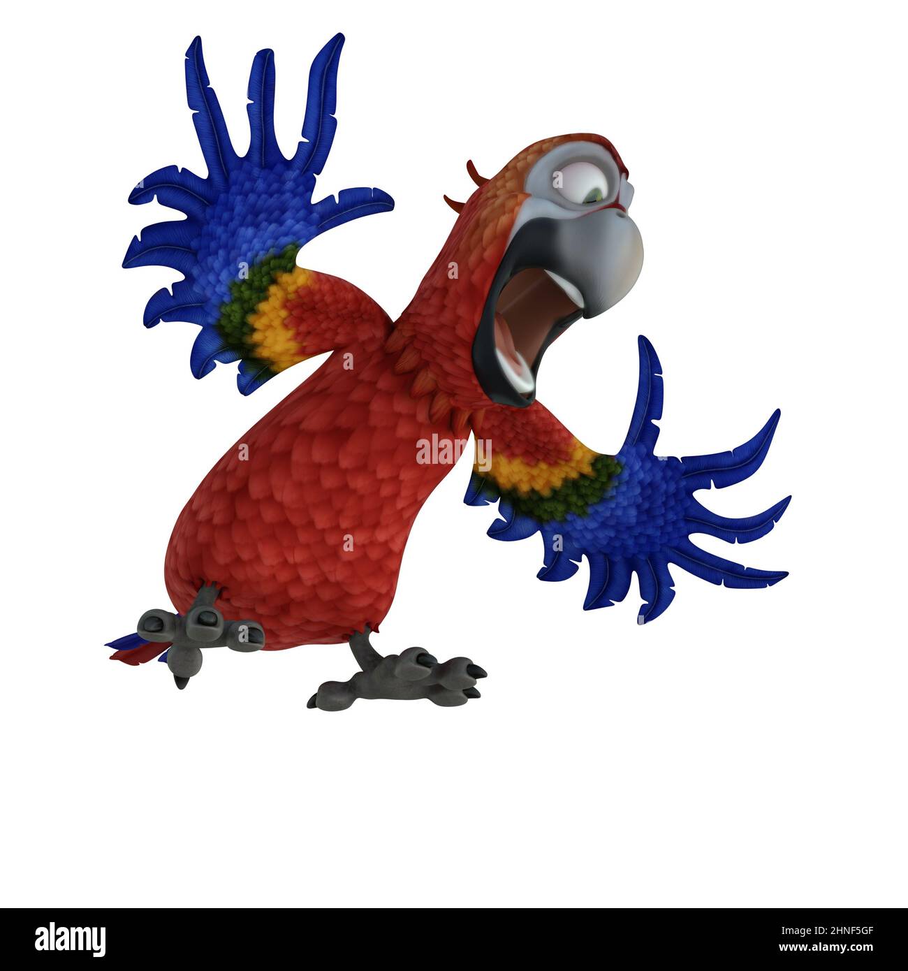 3D-illustration of a cute and funny screaming cartoon parrot Stock ...