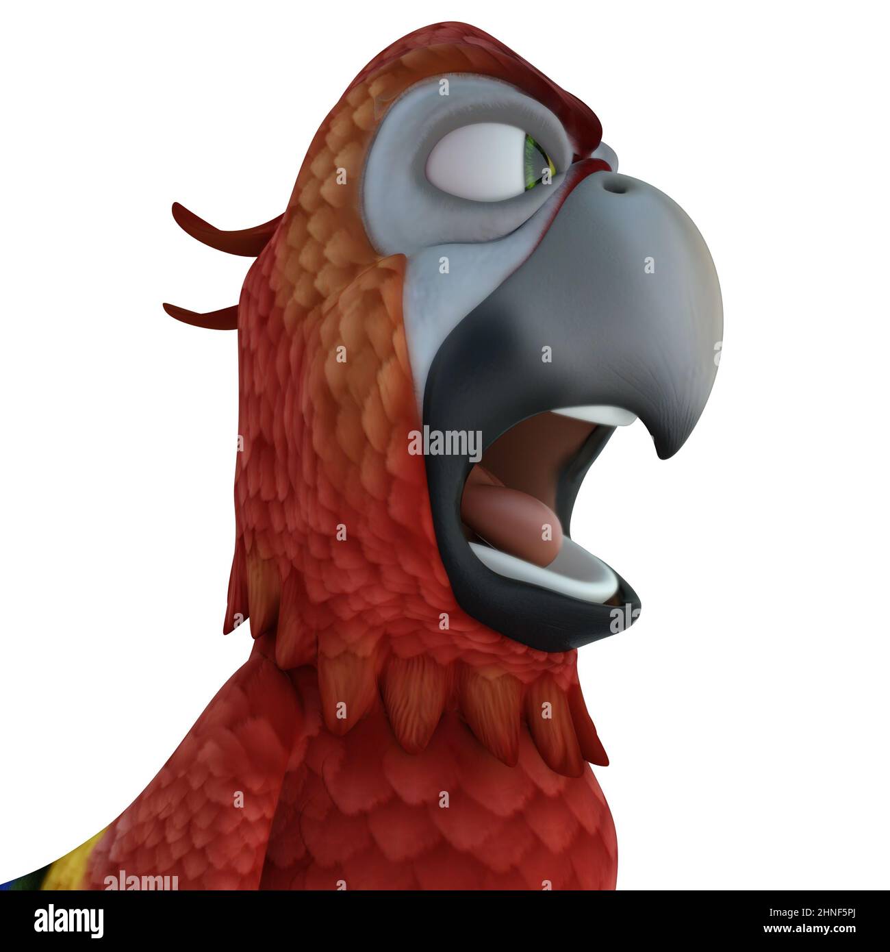3D-illustration of a cute and funny commanding cartoon parrot Stock ...