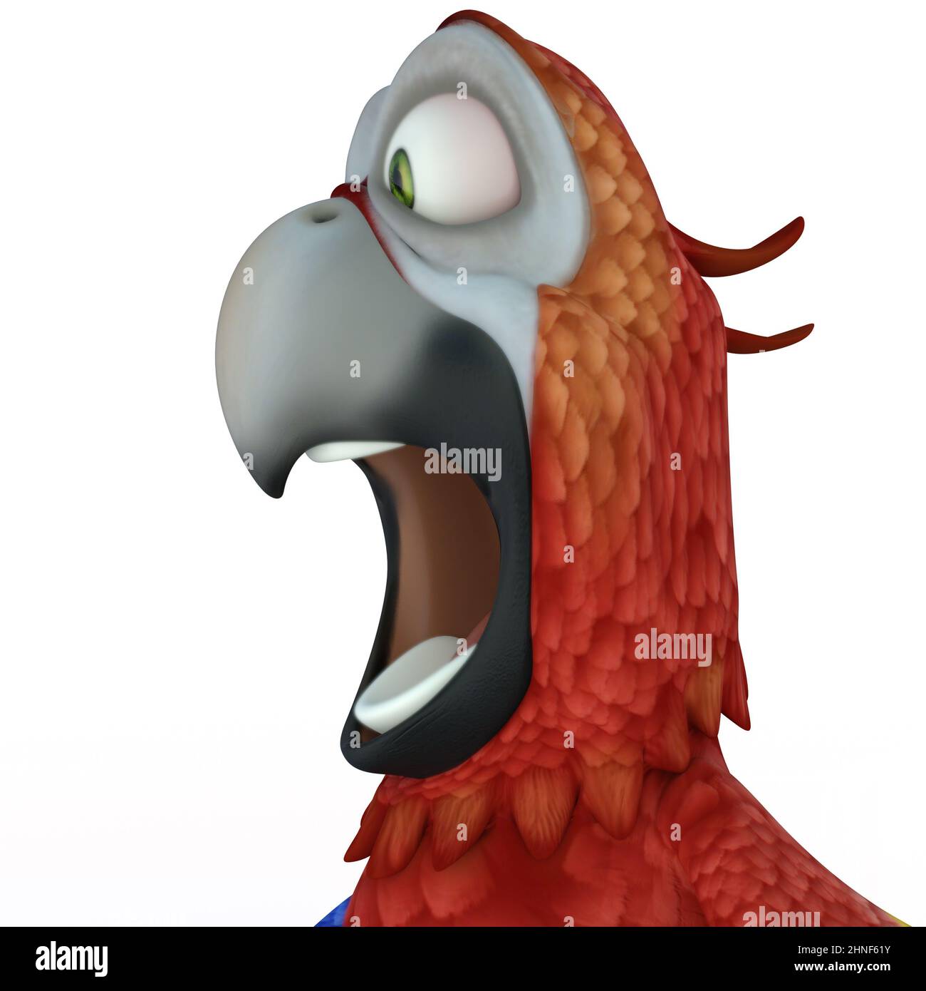 3D-illustration of a cute and funny scared cartoon parrot Stock Photo ...