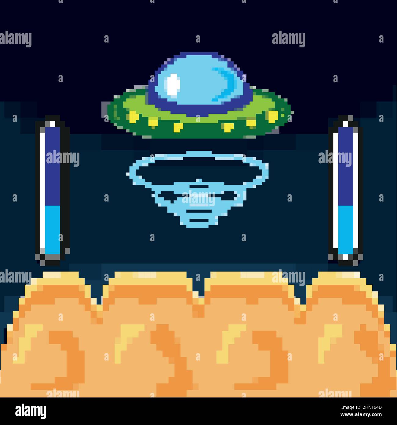 pixel game ufo Stock Vector Image & Art - Alamy