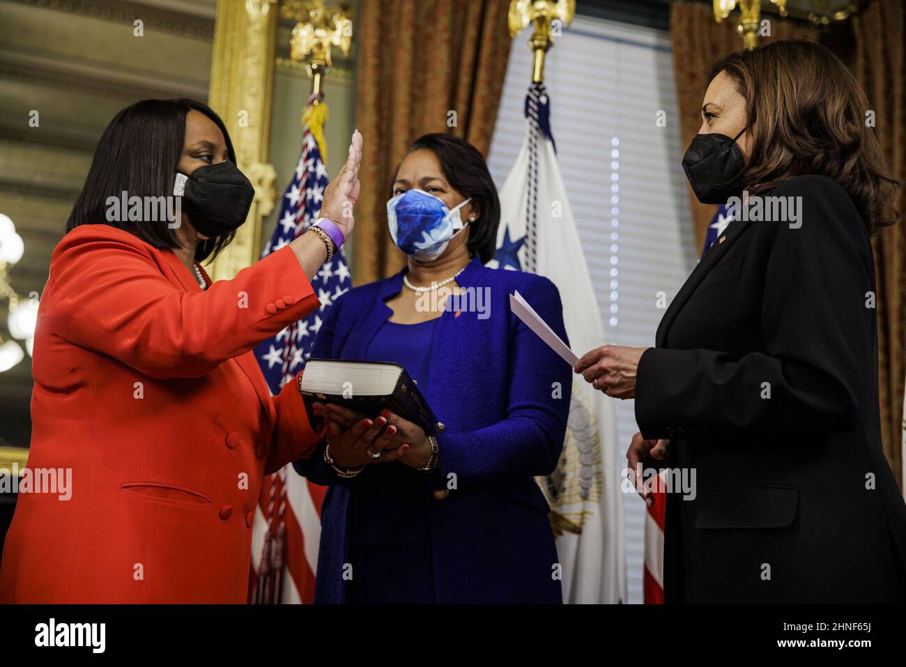 Washington, United States. 16th Feb, 2022. Vice President Kamala Harris ...