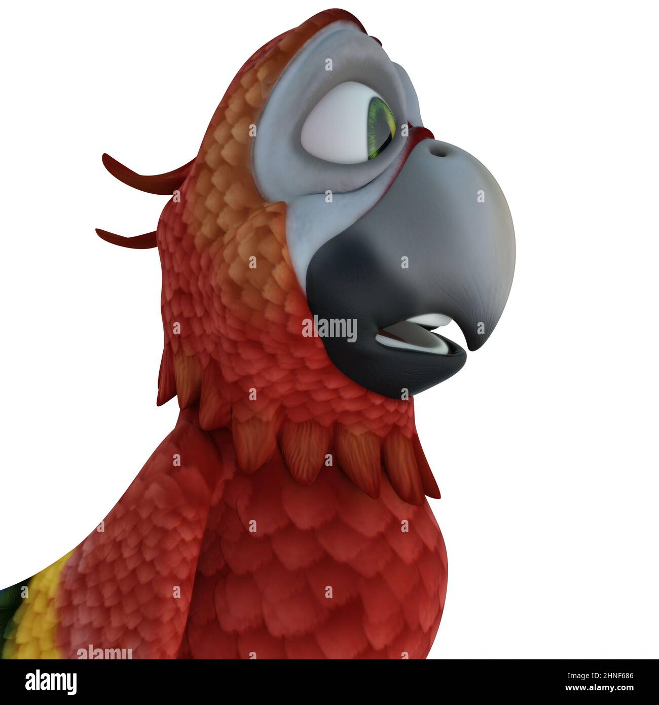 3D-illustration of a cute and funny watching cartoon parrot Stock Photo ...