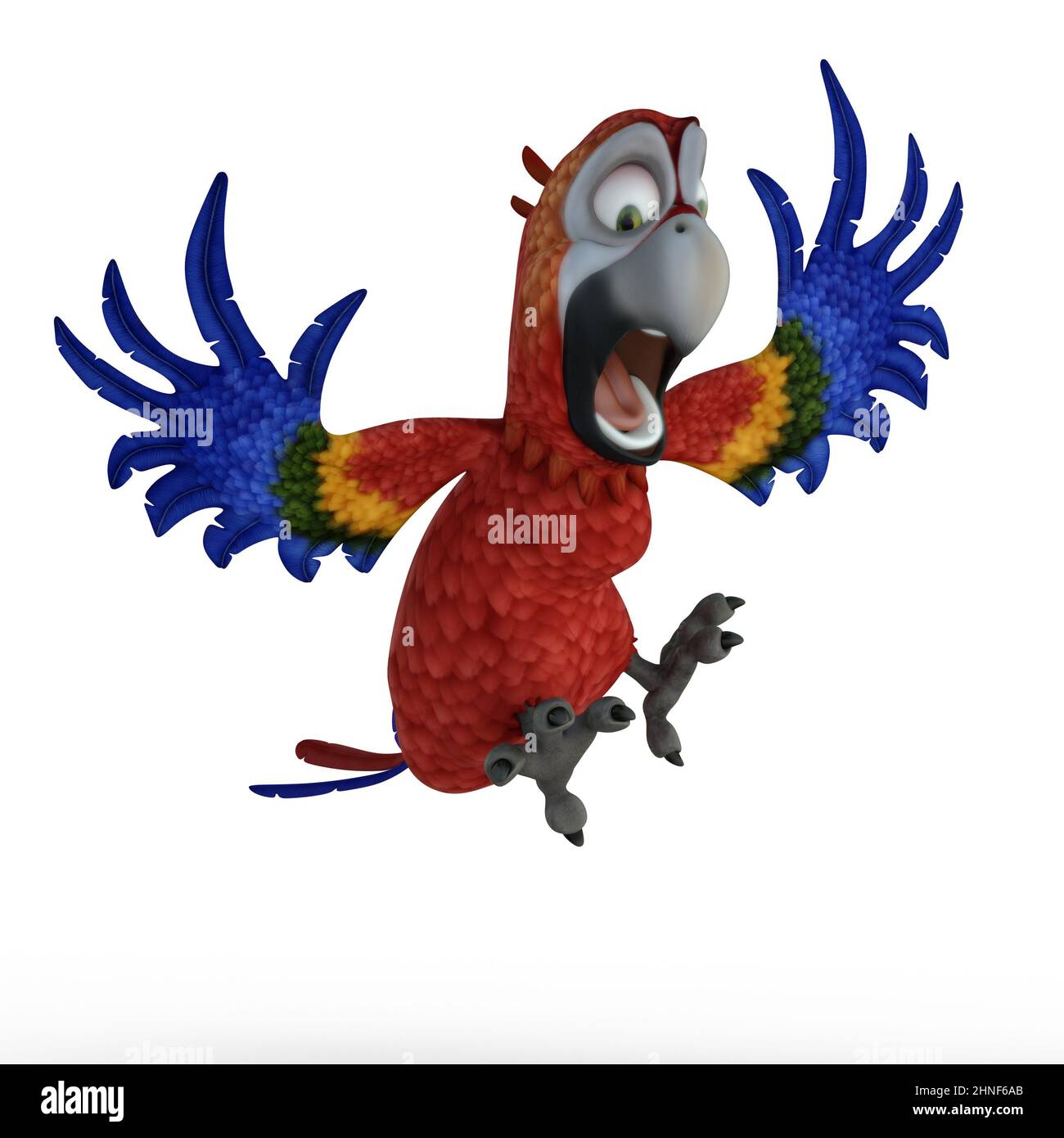 3D-illustration of a cute and funny appalled cartoon parrot Stock Photo ...