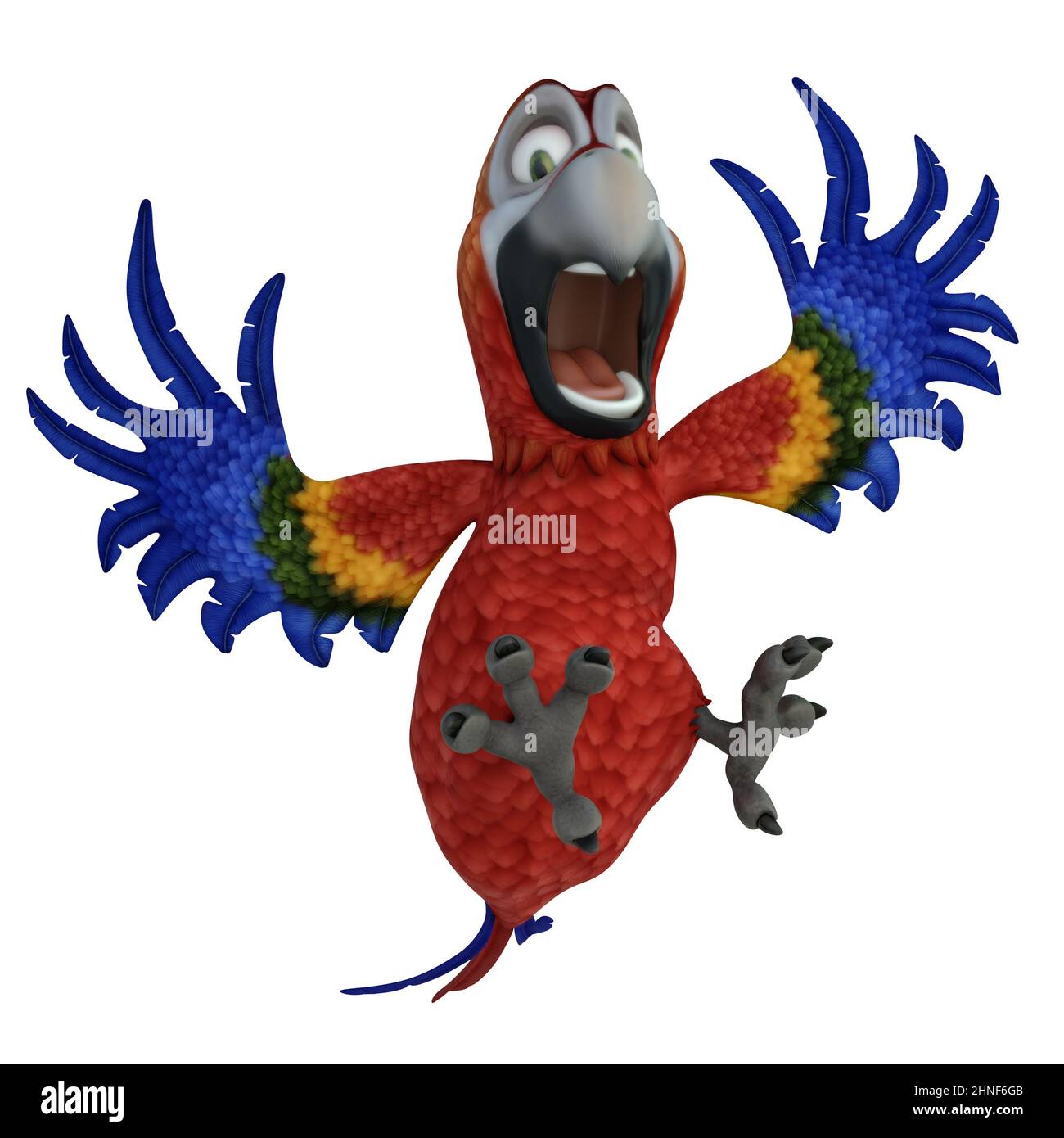 3D-illustration of a cute and funny frightened cartoon parrot Stock ...