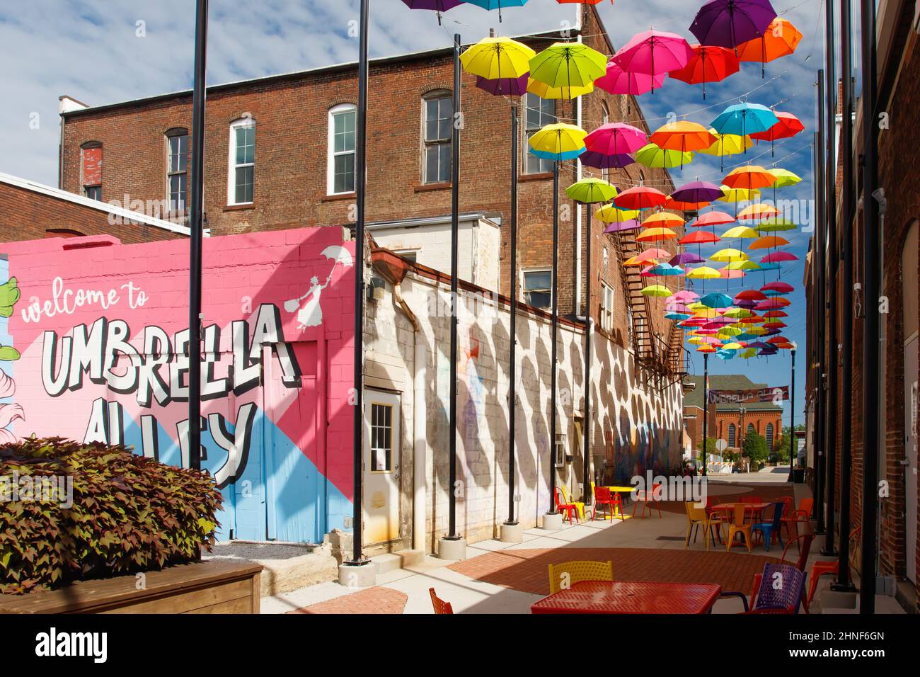 Umbrella Alley. A colorful artistic display of umbrellas hanging ...