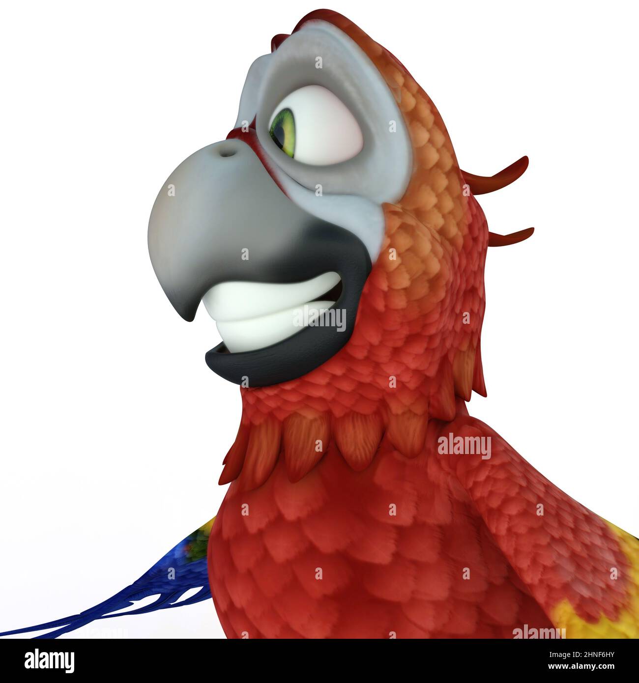 3D-illustration of a cute and funny smiling cartoon parrot Stock Photo ...