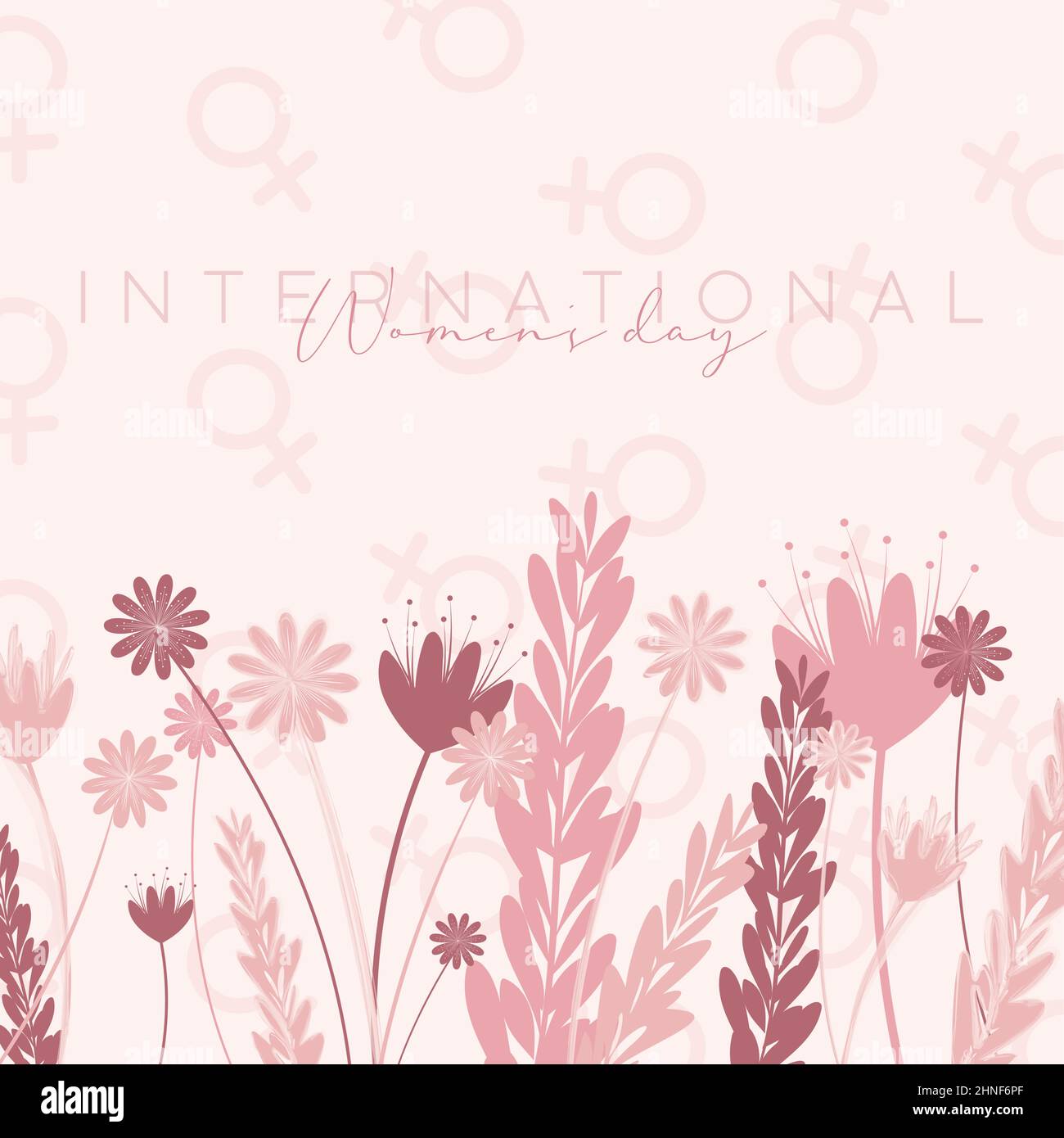 Happy woman day illustration Flowers and female symbol Vector Stock ...