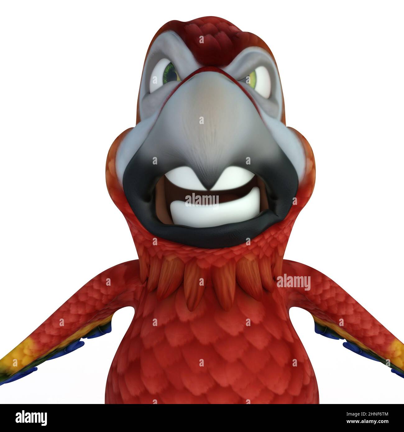 3D-illustration of a cute and funny shouting cartoon parrot Stock Photo ...