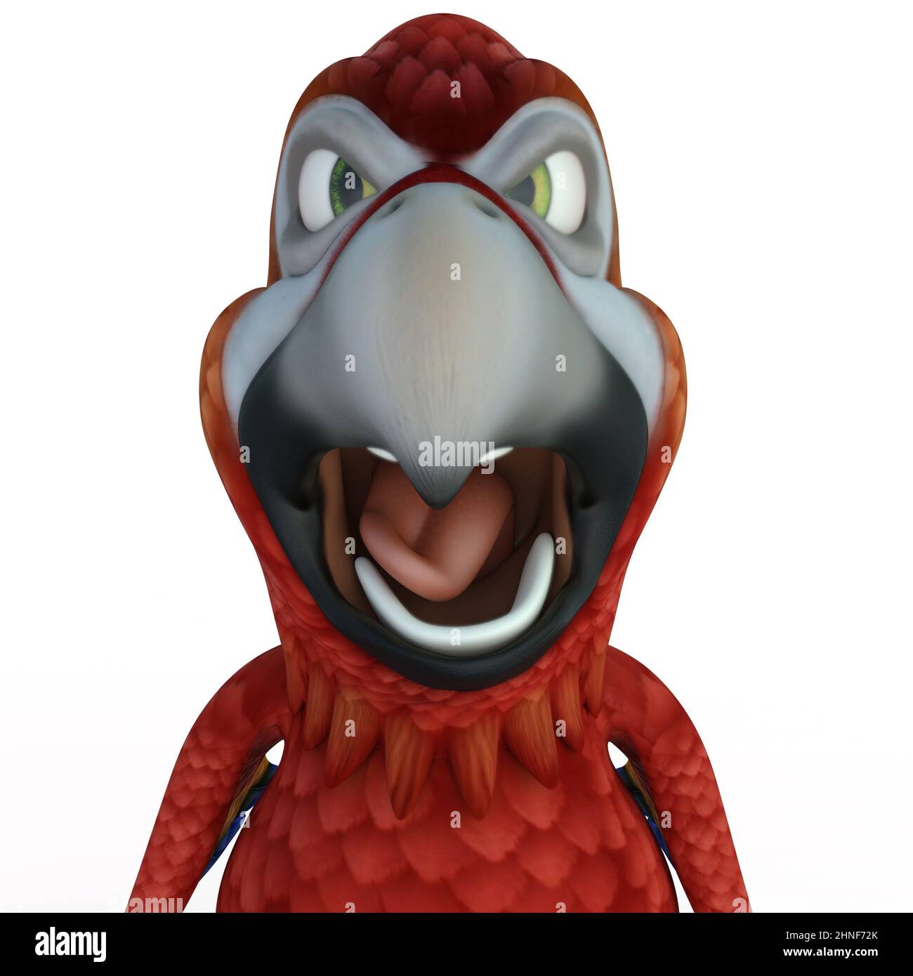 3D-illustration of a cute and funny commanding cartoon parrot Stock ...