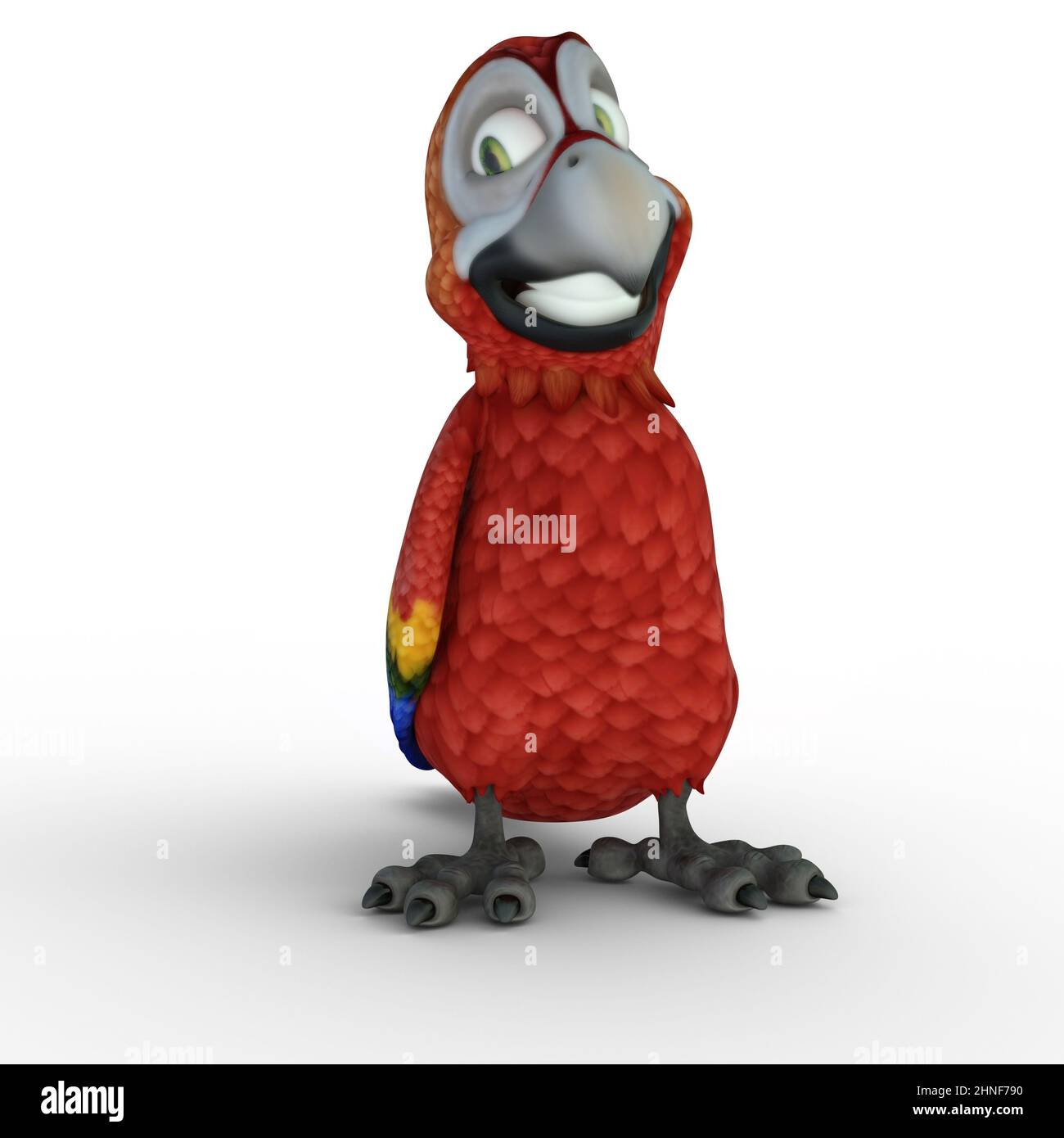 3D-illustration of a cute and funny mischievous cartoon parrot Stock ...
