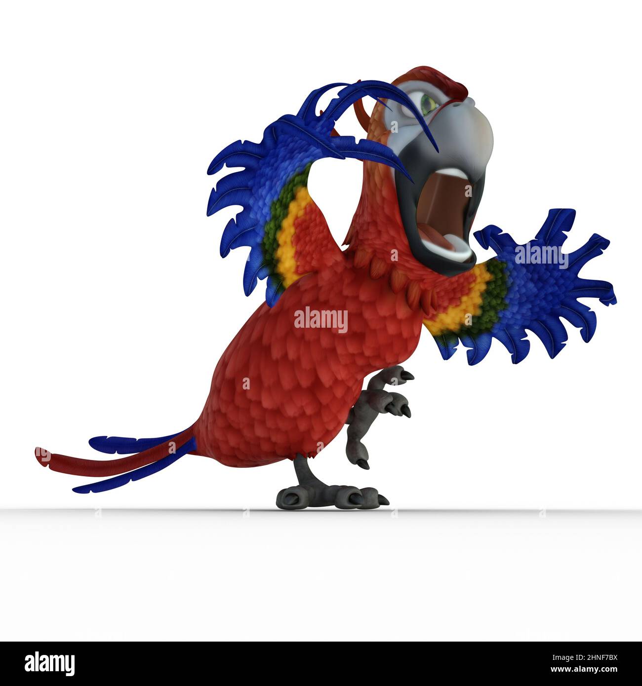 3D-illustration of a cute and funny upset cartoon parrot Stock Photo ...