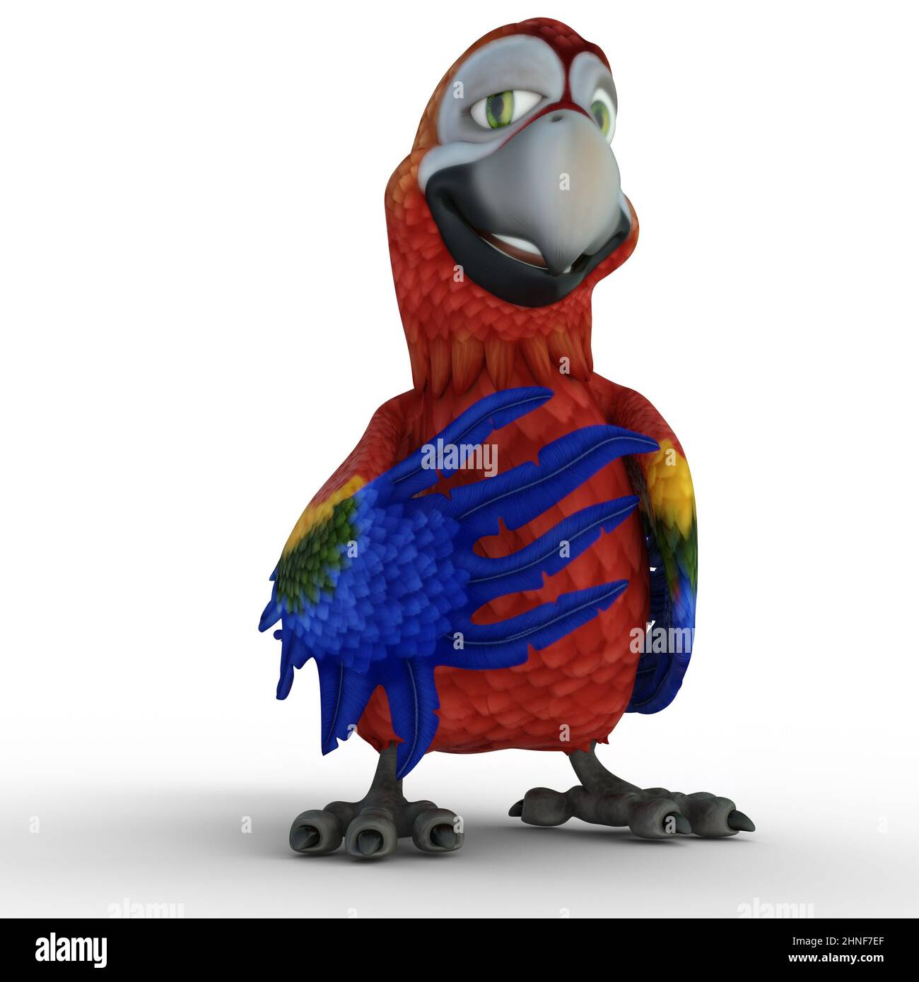 3D-illustration of a cute and funny proud cartoon parrot Stock Photo ...