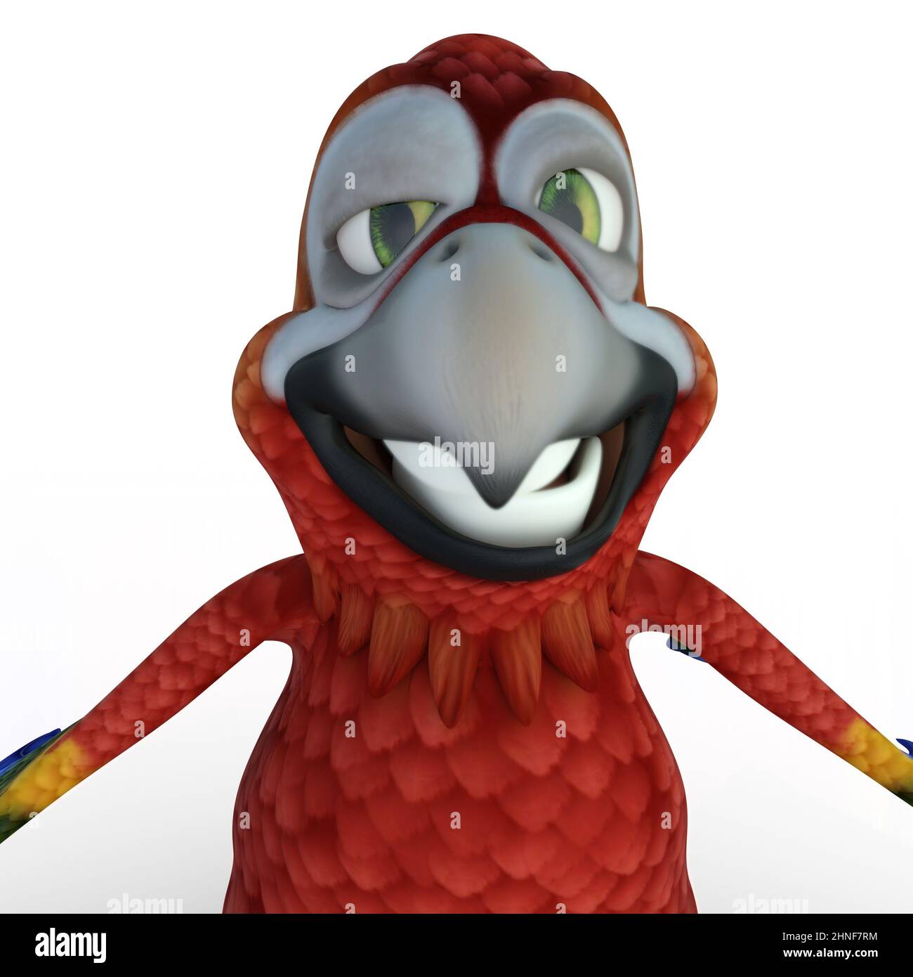 3D-illustration of a cute and funny contrite cartoon parrot Stock Photo ...