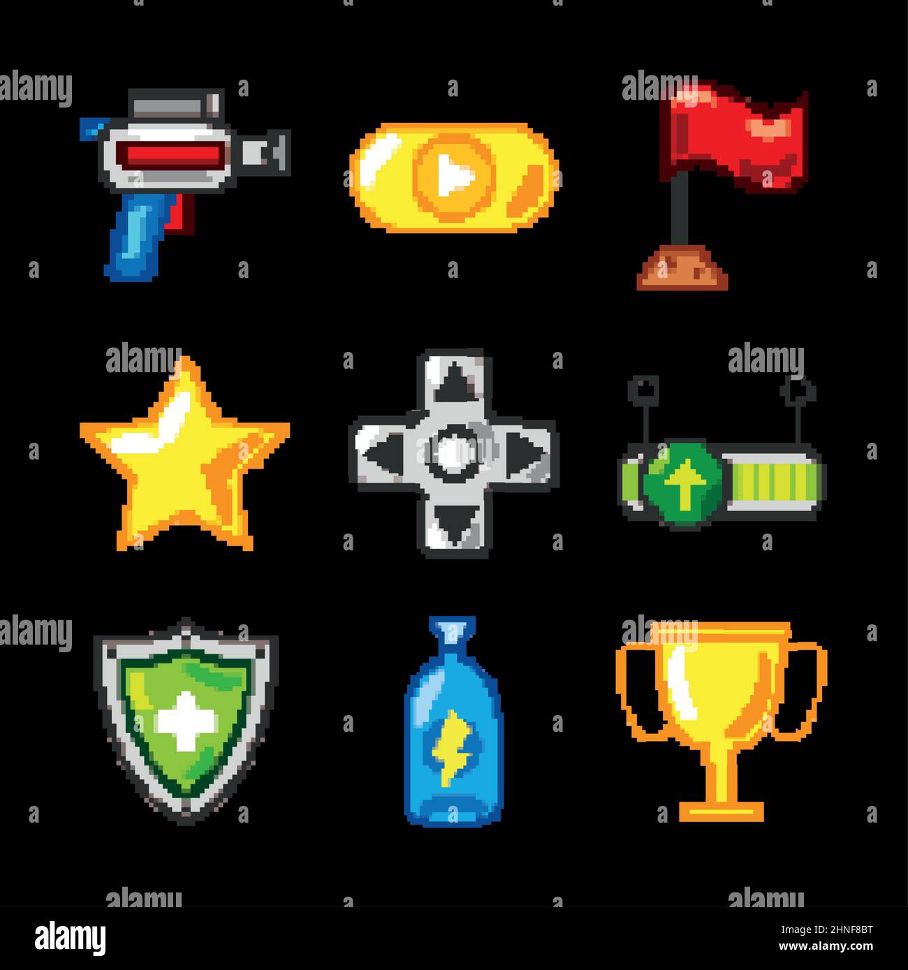 pixelated video game icons Stock Vector Image & Art - Alamy