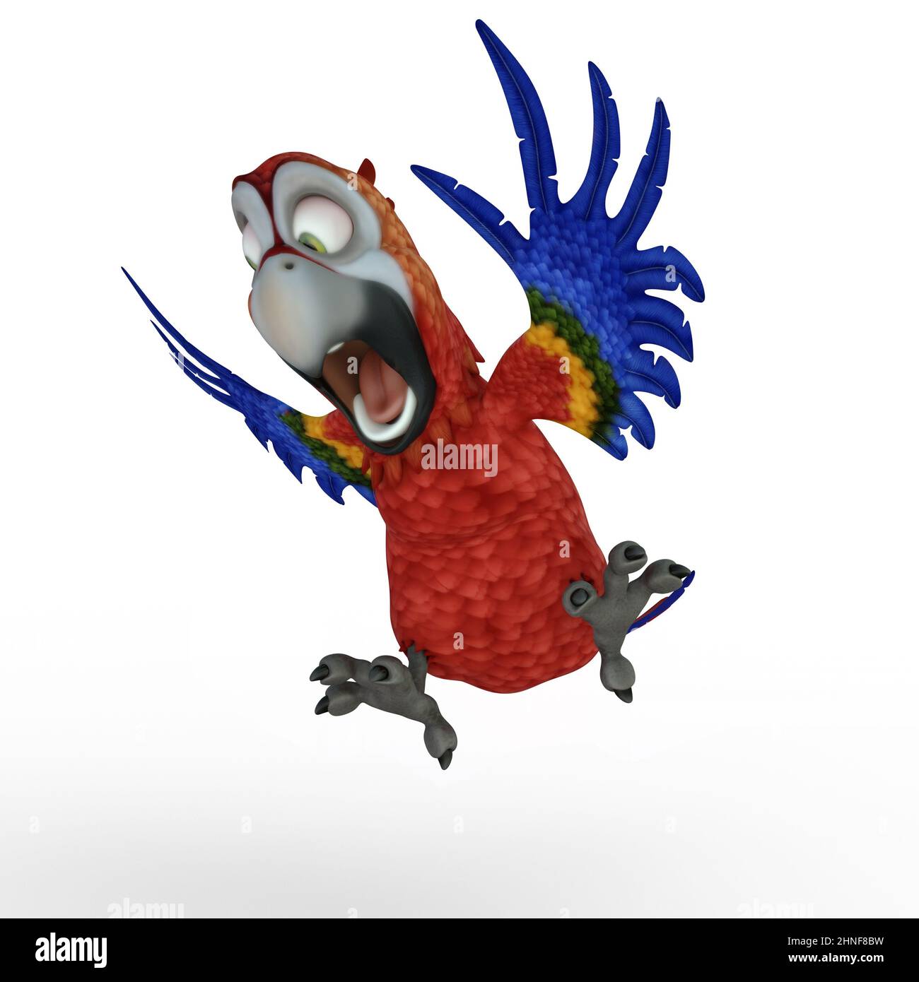 3D-illustration of a cute and scared funny cartoon parrot Stock Photo ...