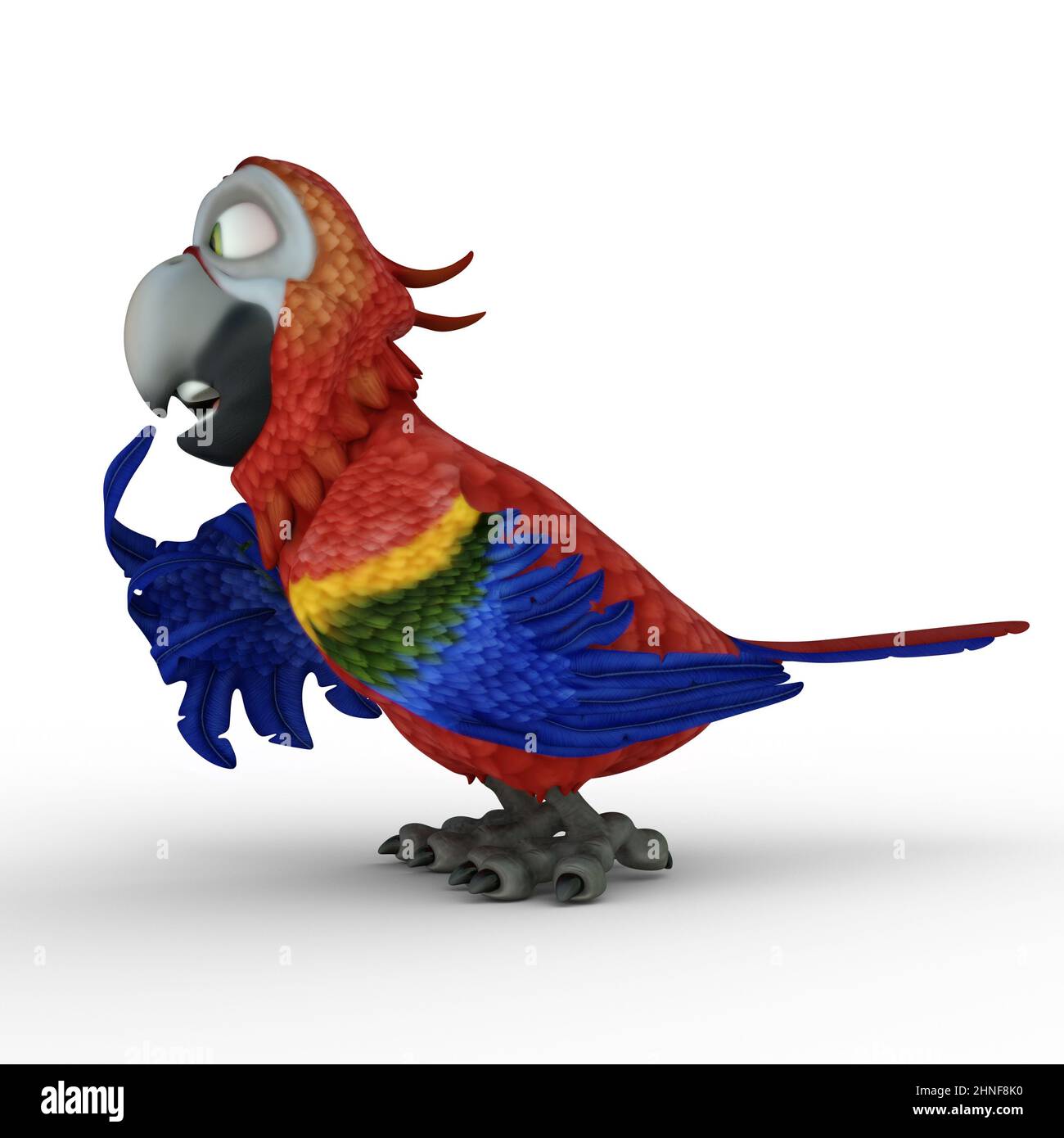 3D-illustration of a cute and funny thinking cartoon parrot Stock Photo ...