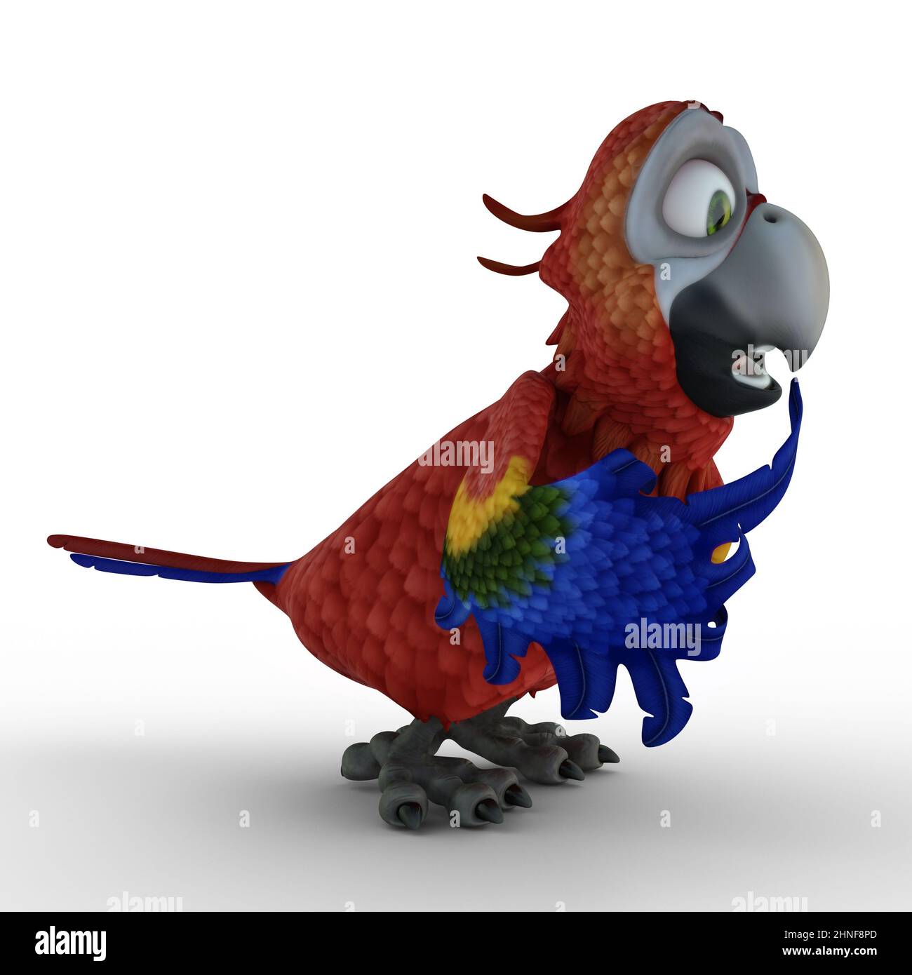 3D-illustration of a cute and funny scared cartoon parrot Stock Photo ...