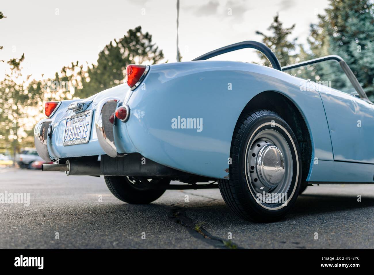 Vintage British Sports Car, Blue Convertible Coupe Stock Photo - Alamy