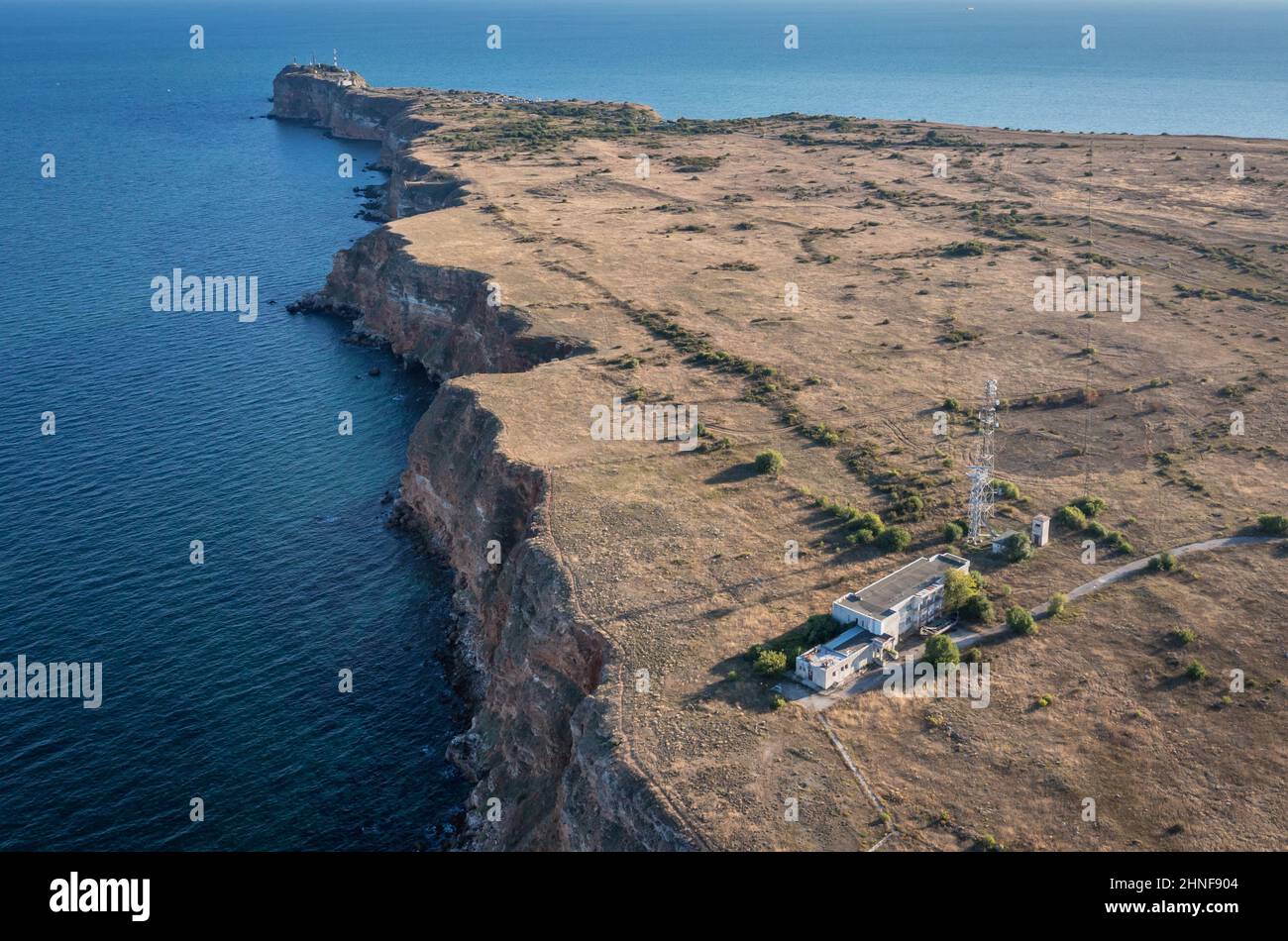 Kaliakra cape, view from drone above Bolata bay and beach near ...