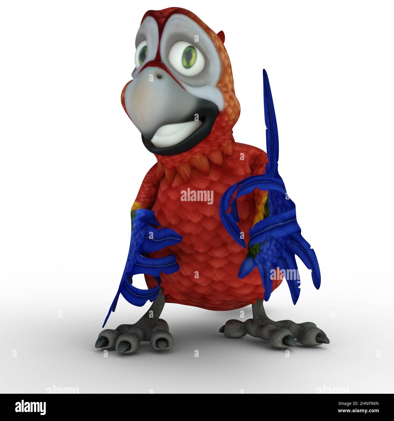 3D-illustration of a cute and funny intelligent cartoon parrot Stock ...