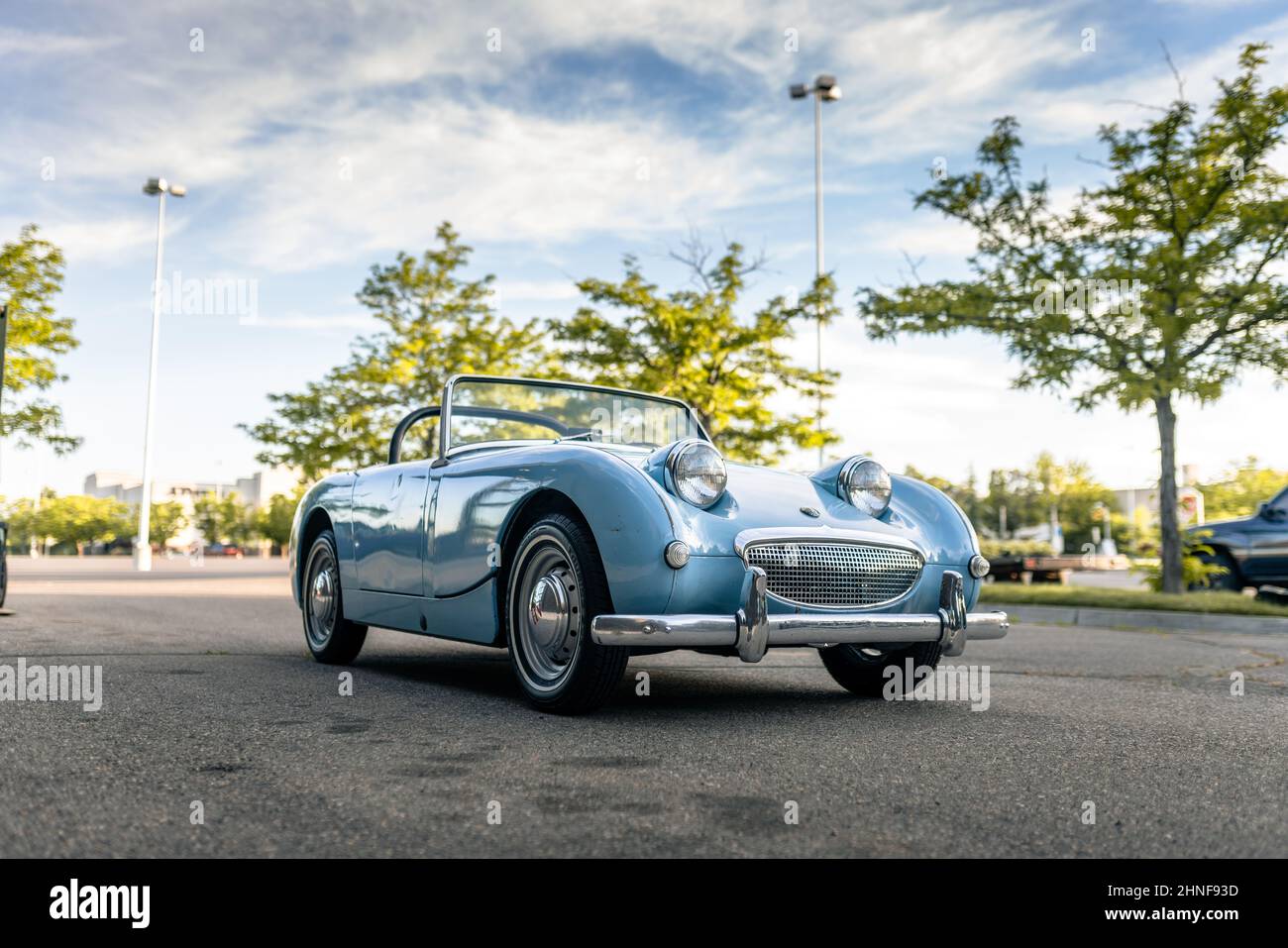 Vintage British Sports Car, Blue Convertible Coupe Stock Photo - Alamy