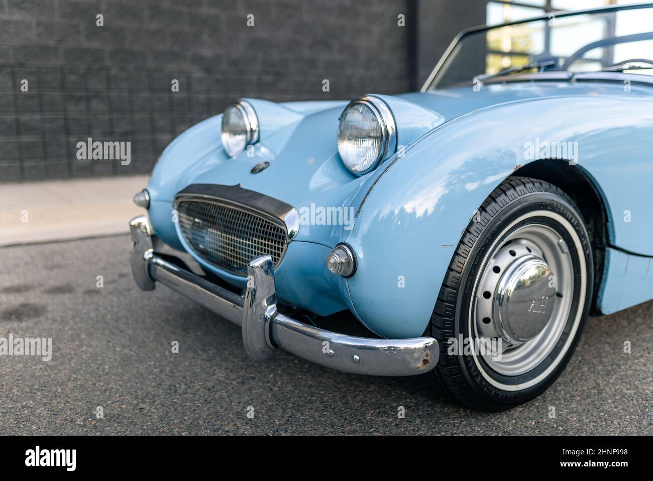 Vintage British Sports Car, Blue Convertible Coupe Stock Photo - Alamy