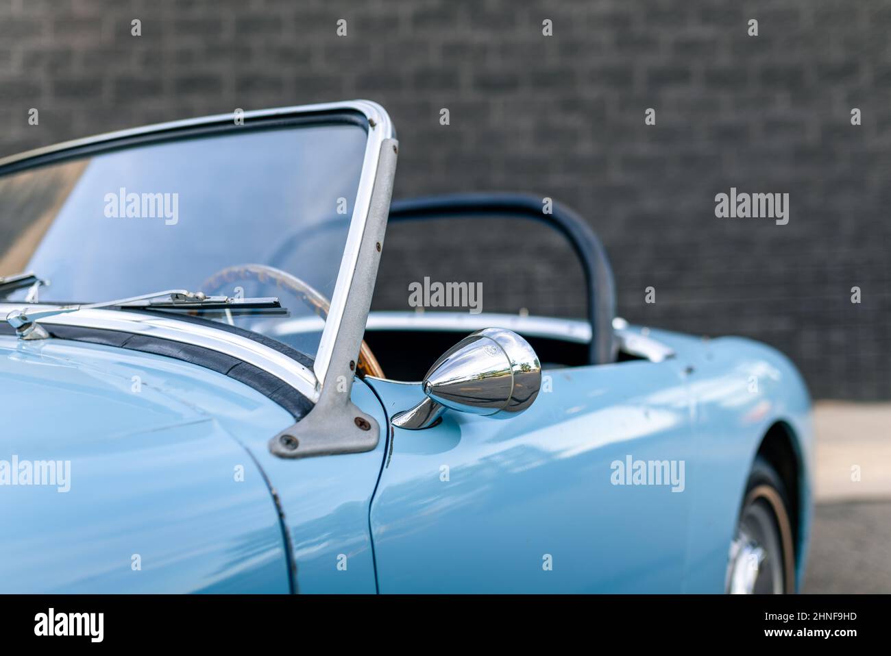 Vintage British Sports Car, Blue Convertible Coupe Stock Photo - Alamy