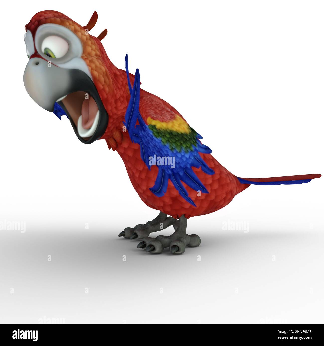 3D-illustration of a cute and funny cartoon parrot Stock Photo - Alamy