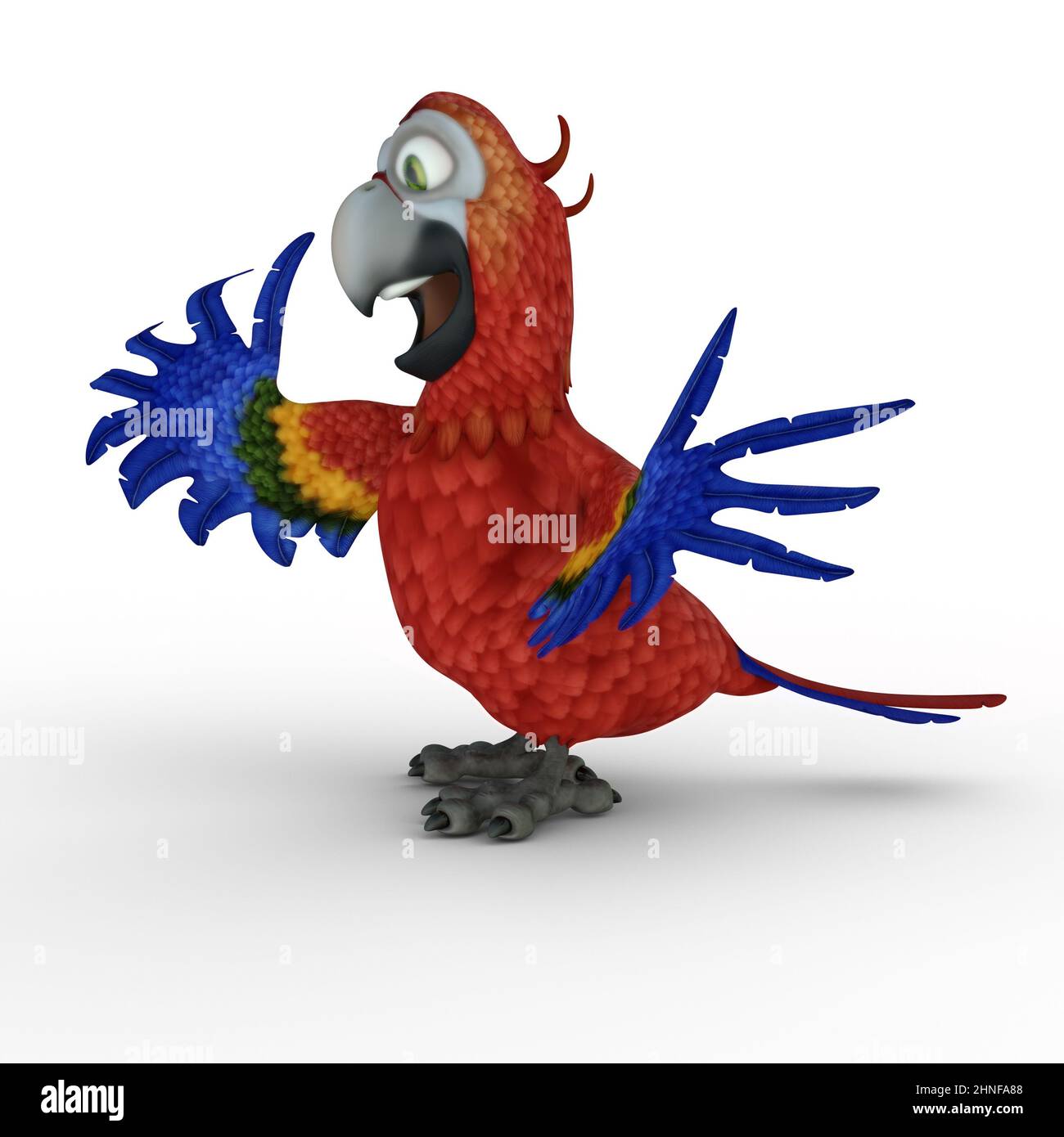 3D-illustration of a cute and funny cartoon parrot Stock Photo - Alamy