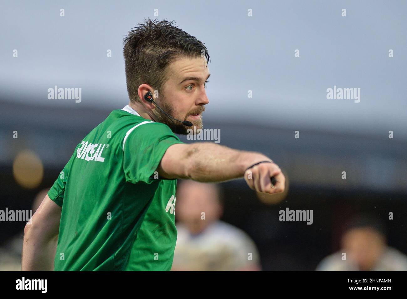 Wakefield, England - 13 February 2022 - Referee Marcus Griffiths during ...