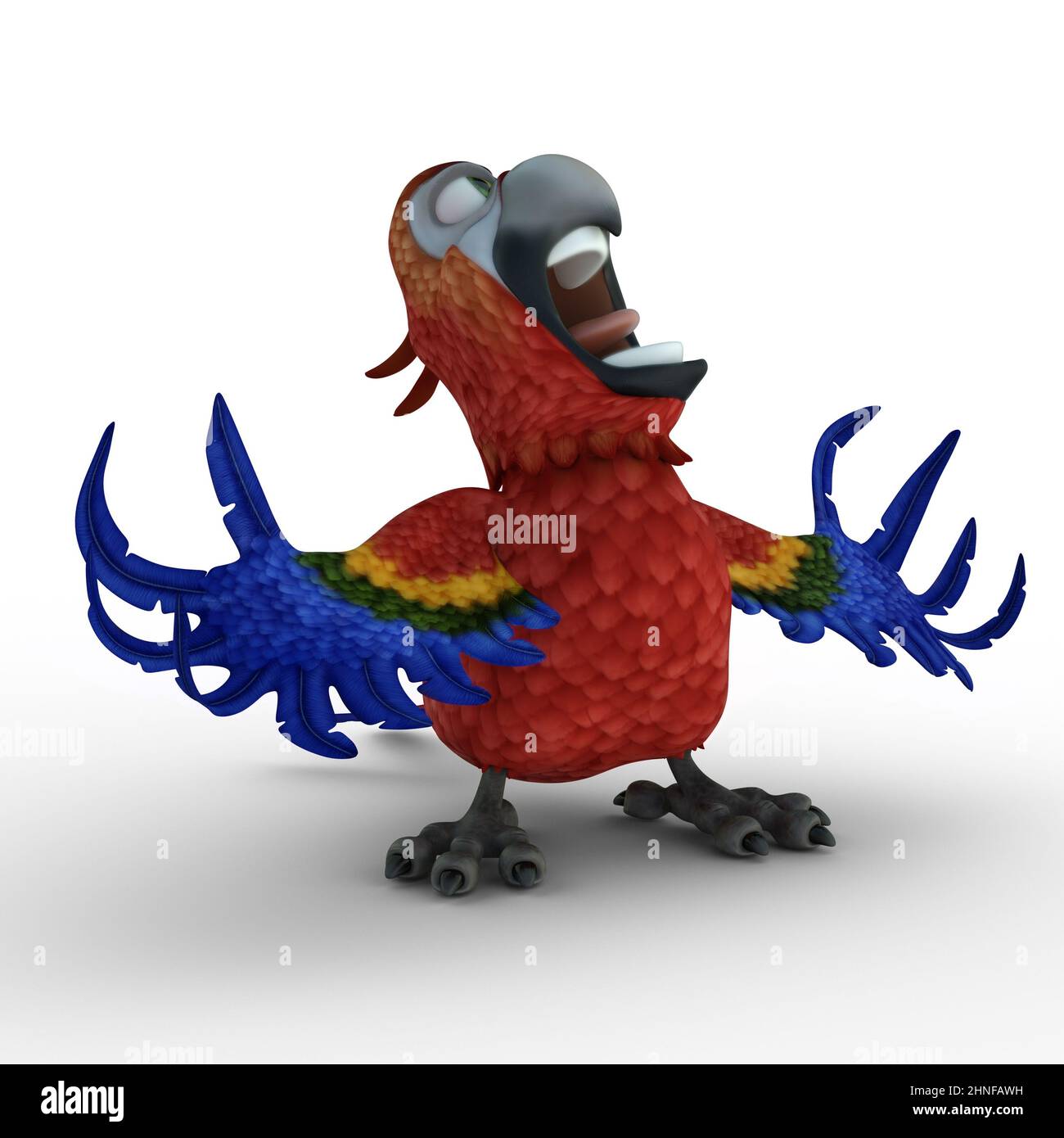3D-illustration of a cute and funny cursing cartoon parrot Stock Photo ...