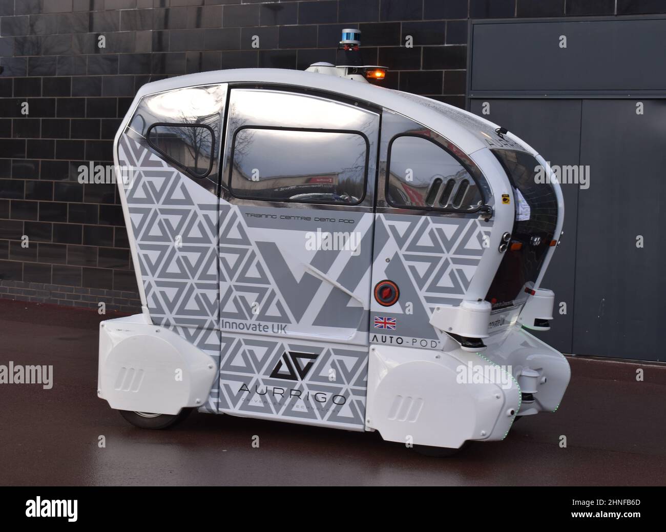 An Aurrigo Auto-Pod at Stadium MK in Milton Keynes Stock Photo - Alamy
