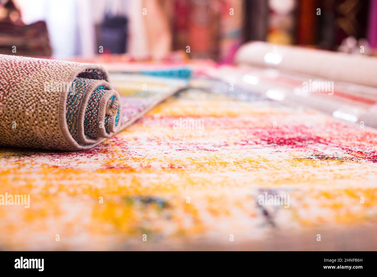 image of different roll carpet Stock Photo - Alamy