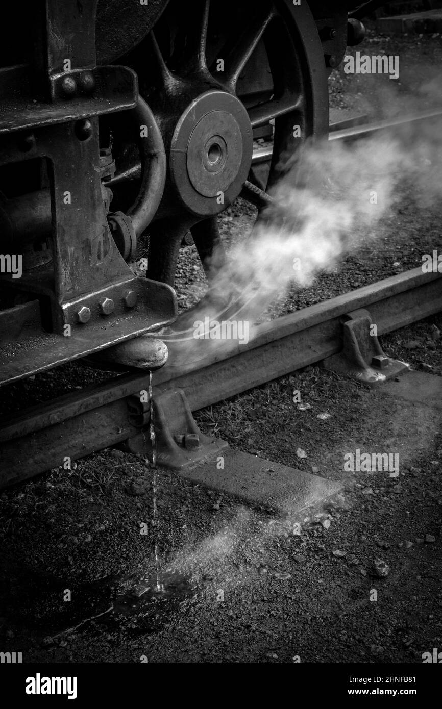 Black and white close up of steam wheels Stock Photo - Alamy