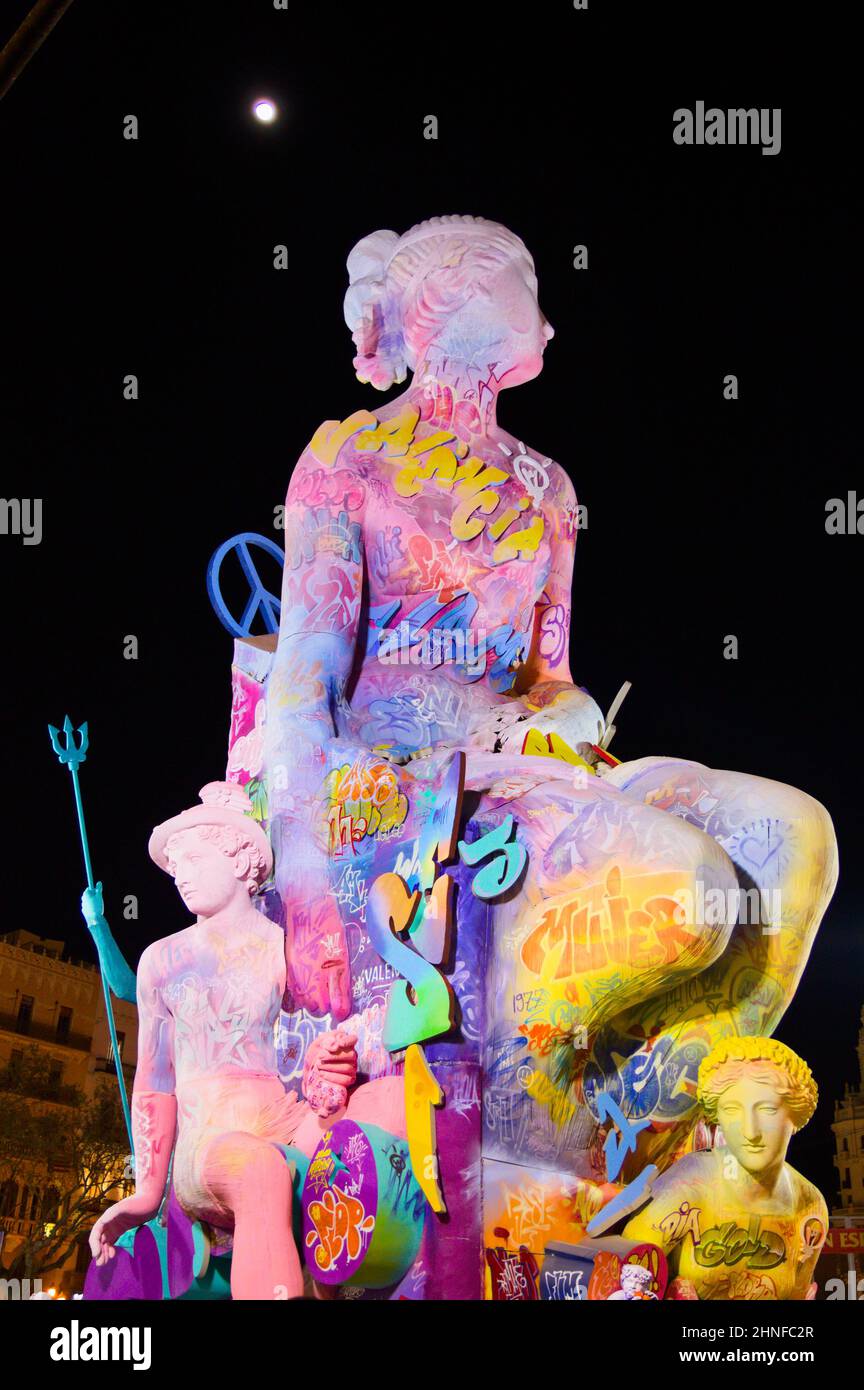 March,2019. Valencia, Spain. General view of the Fallas monument in the ...