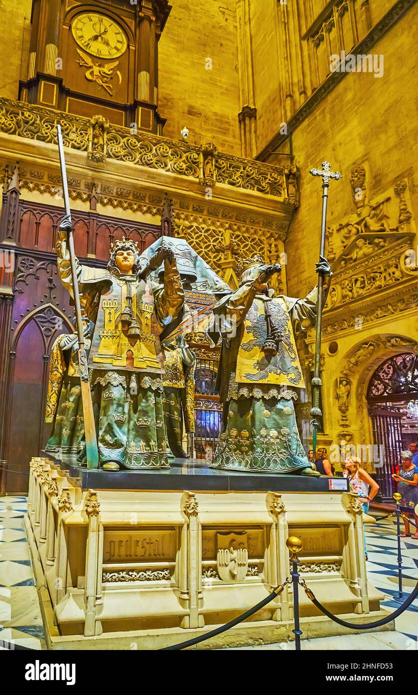 SEVILLE, SPAIN - SEPTEMBER 29, 2019: The richly decorated Tomb of ...